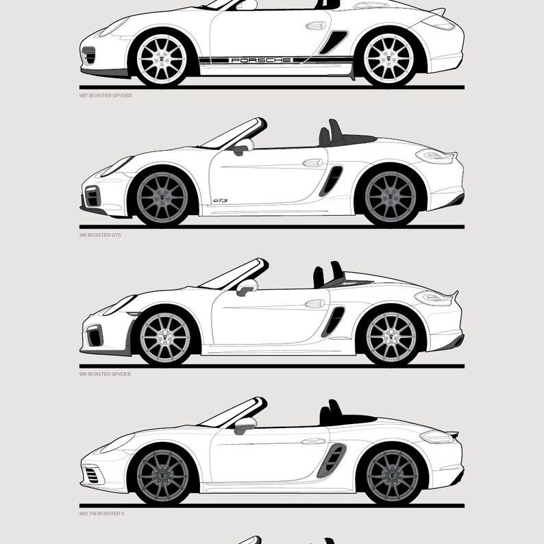 Porsche Boxster Generations Poster | Etsy
