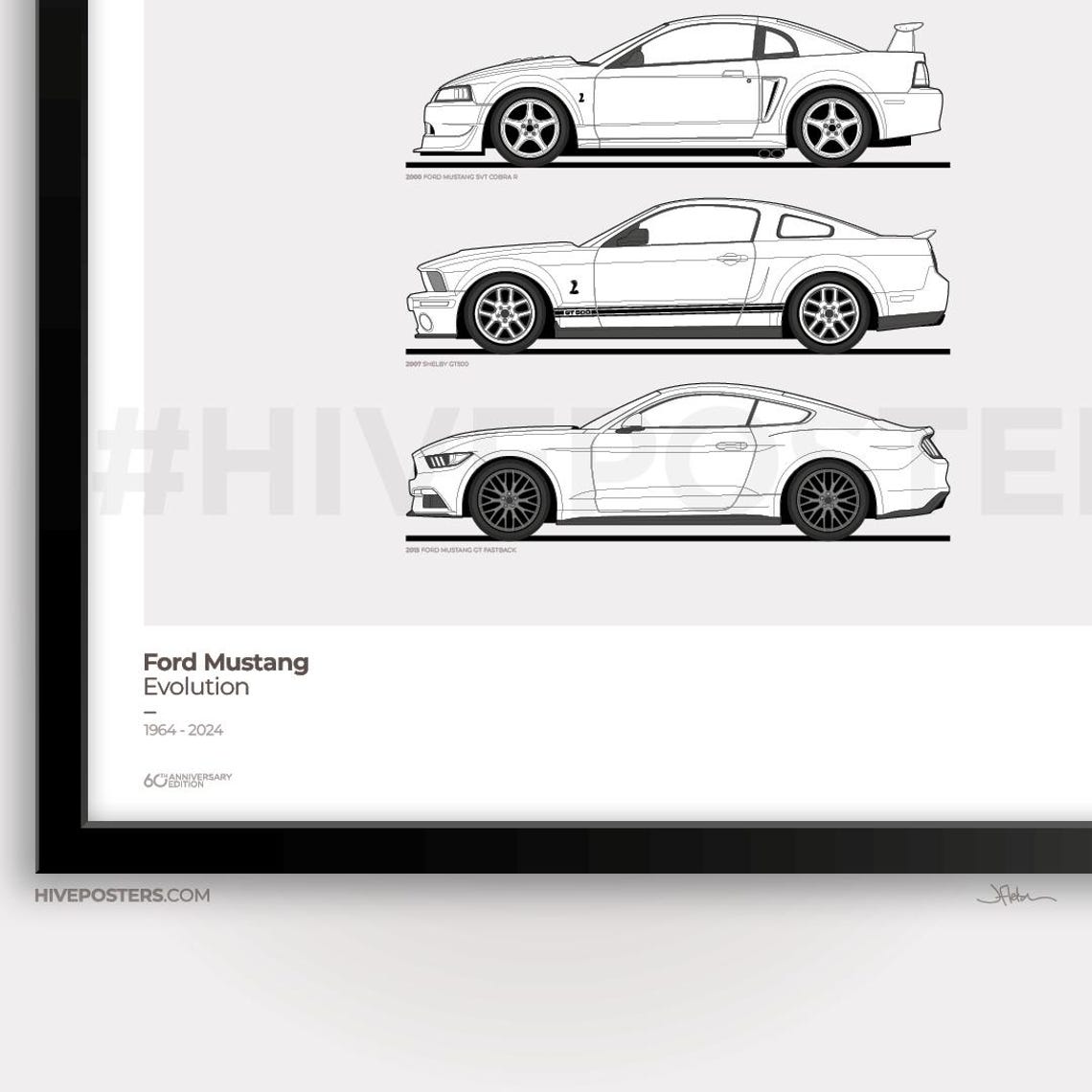 Ford Mustang Evolution Poster - Etsy