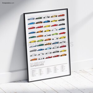 Supercar Poster - 50 Greatest Supercars - Etsy