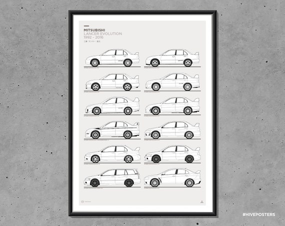 Mitsubishi Evo Generations Poster - Etsy
