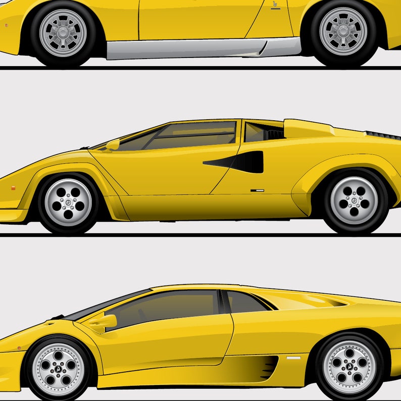 Lamborghini Supercars Poster V12 Generations Evolution | Etsy
