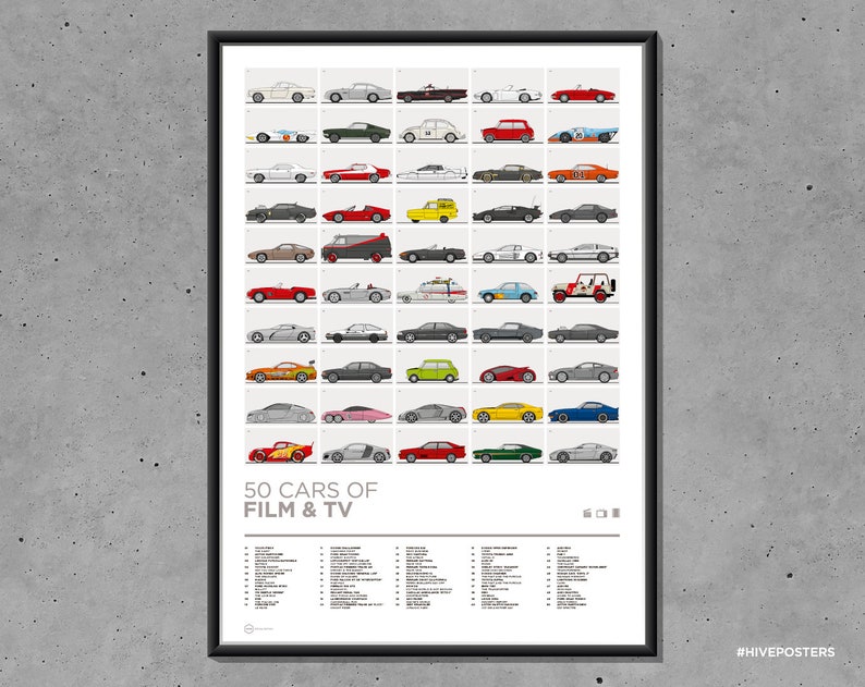 Movie Cars Poster Iconic Cars From Films and TV. the - Etsy Australia