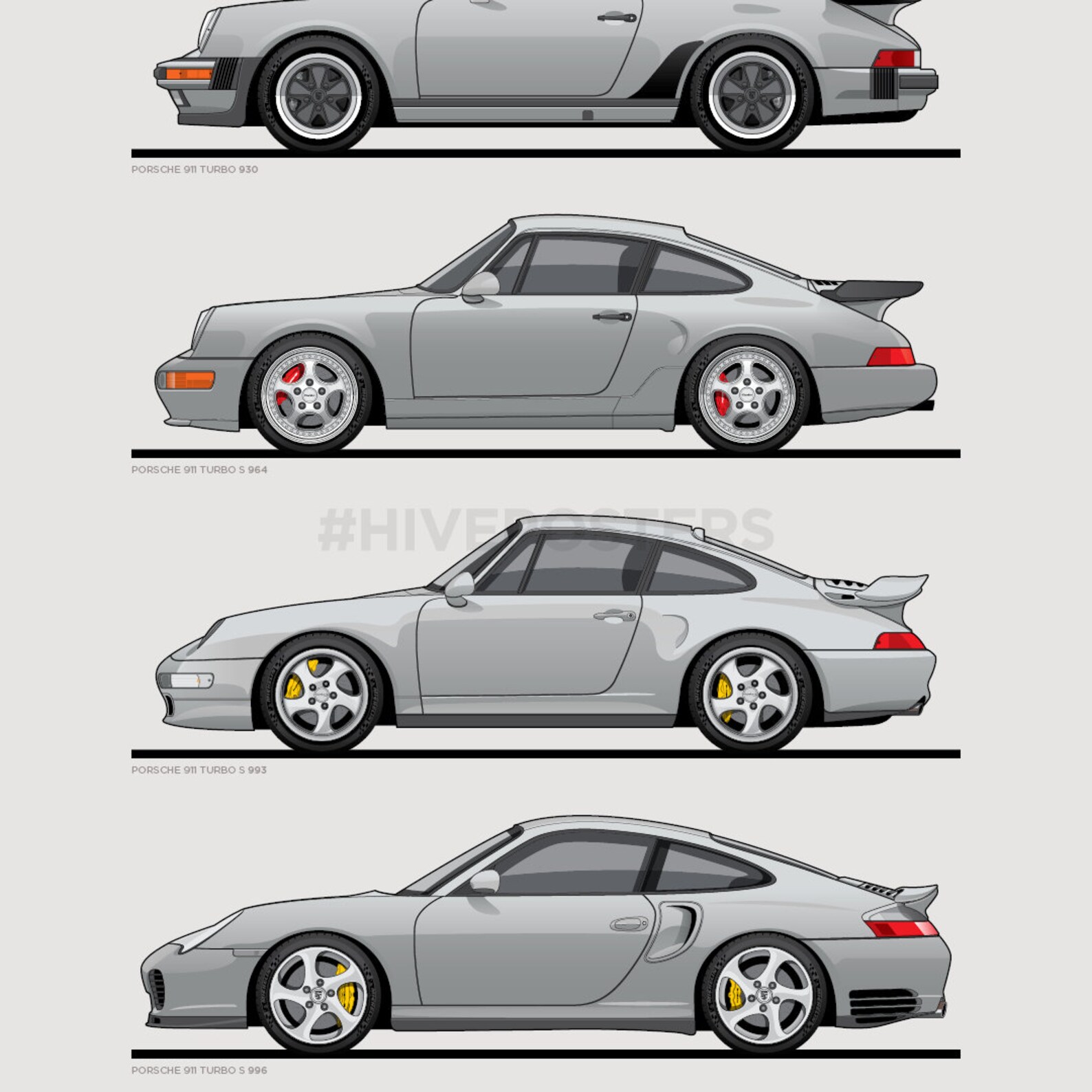 Porsche 911 Turbo Poster Generations Evolution - Etsy Canada