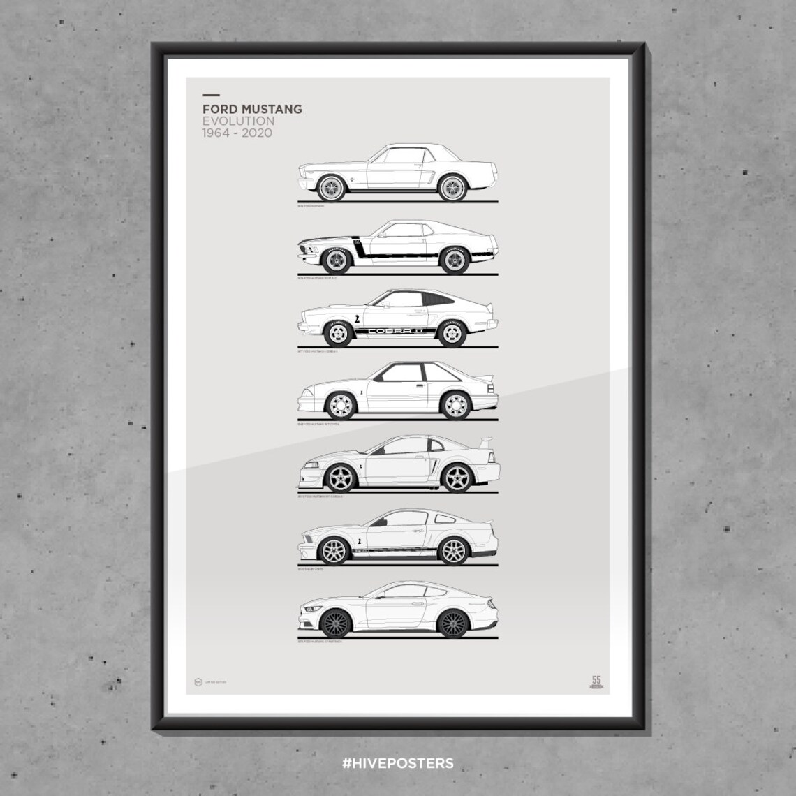 Ford Mustang Evolution Poster - Etsy