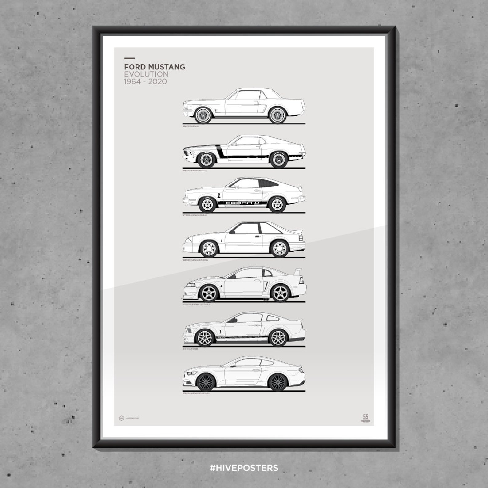 Ford Mustang Evolution Poster - Etsy