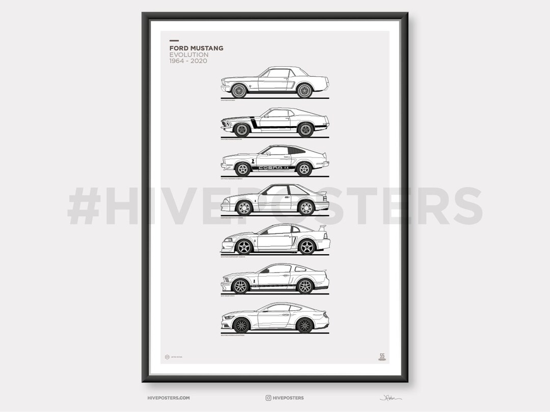 Ford Mustang Evolution Poster - Etsy