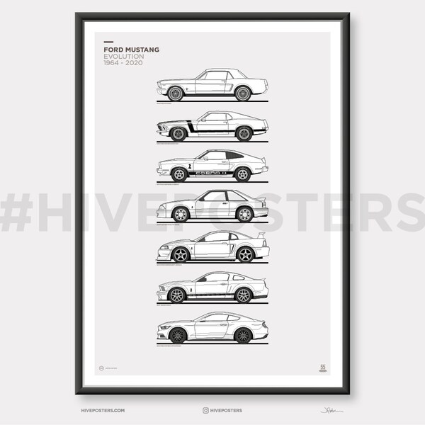 Ford Mustang Evolution Poster - Etsy