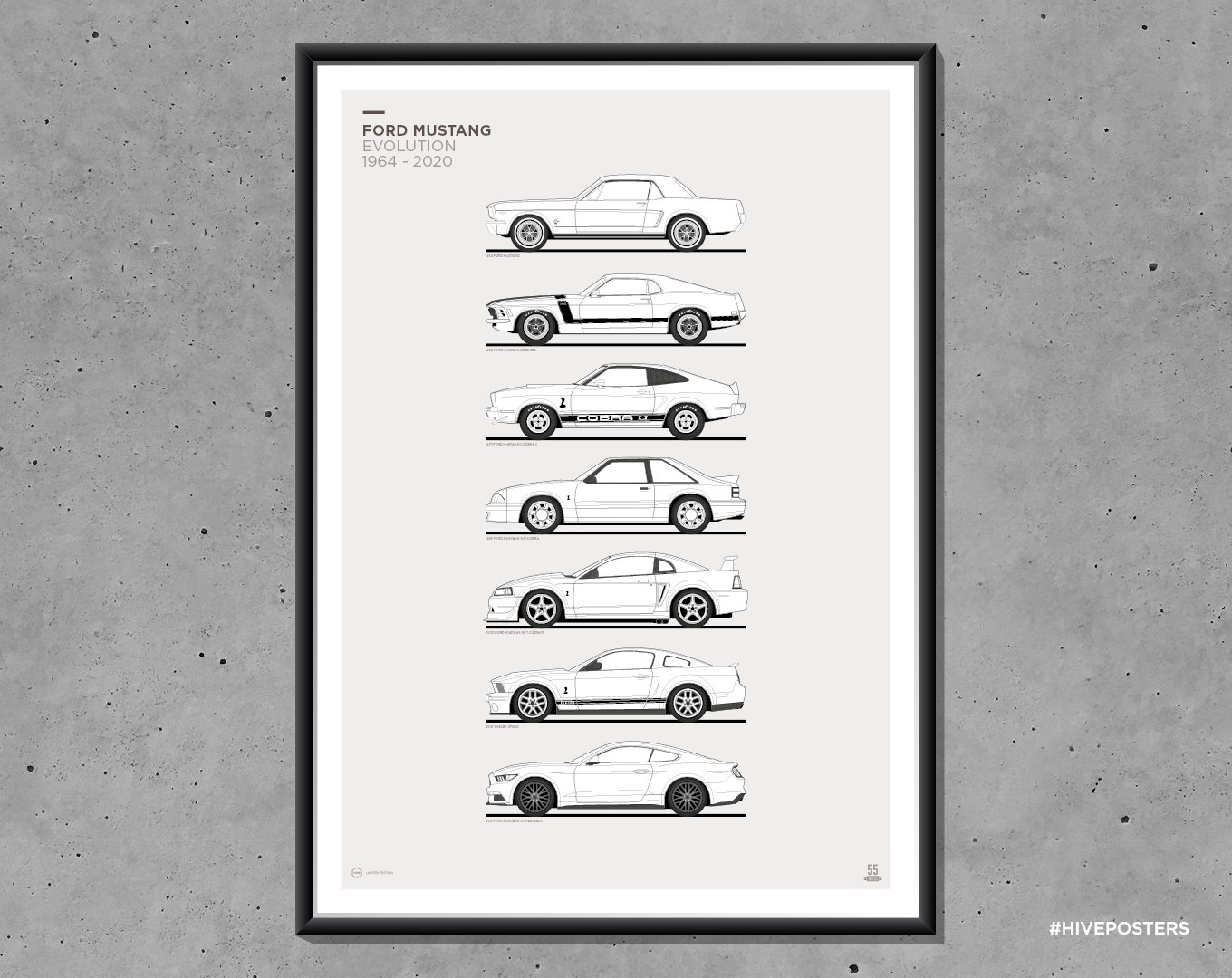 Art & Collectibles Prints AX1 S550 SN95 S197 Ford Mustang Generations ...