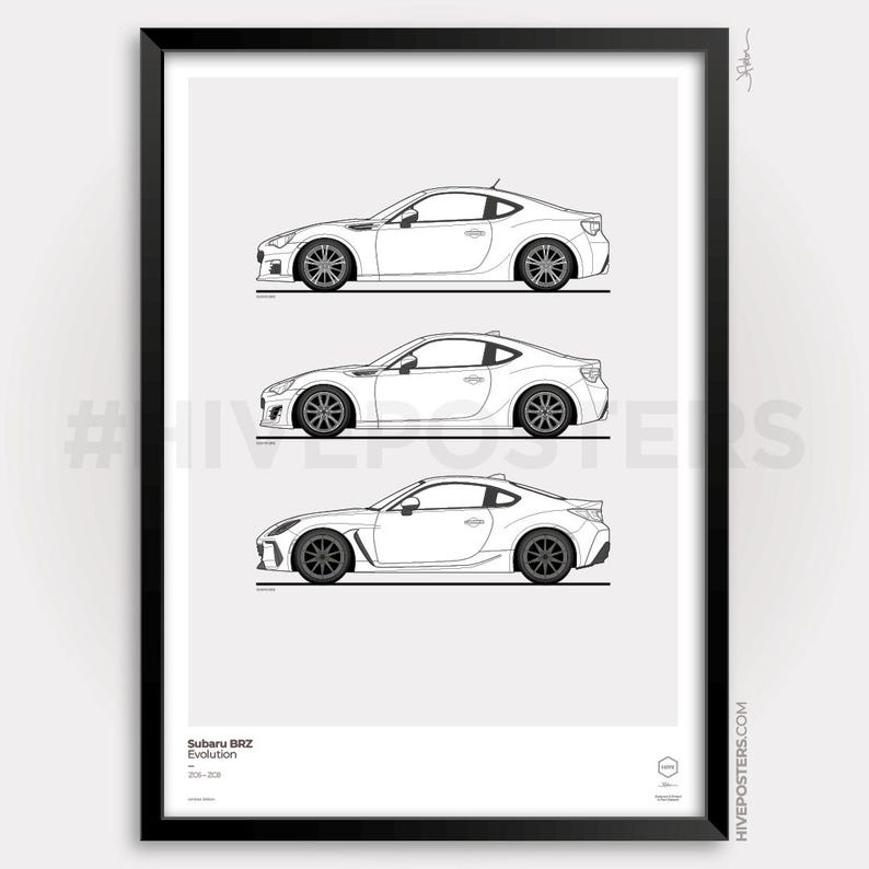 Subaru BRZ Poster Generations Evolution - Etsy