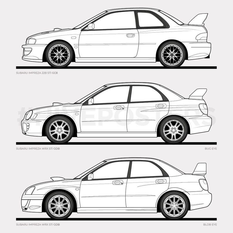 Subaru WRX Poster Generations Evolution - Etsy