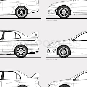Mitsubishi Evo Generations Poster - Etsy