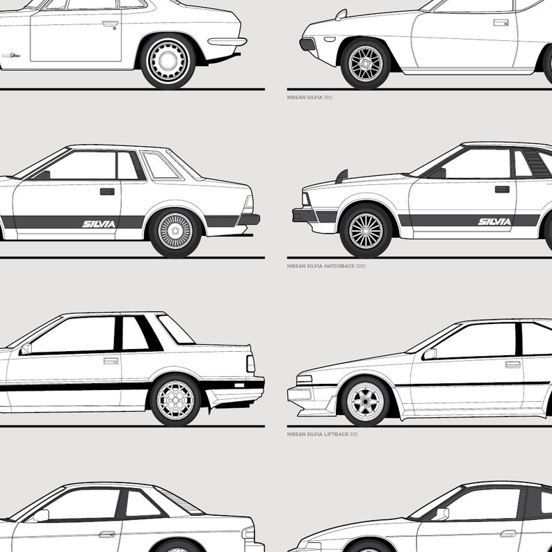 Nissan Silvia Poster Generations Evolution | Etsy