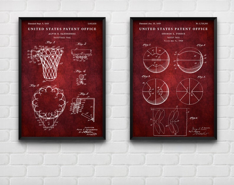 Basketball Patent Wall Art, Ball Games Inventions Blueprint Poster ...