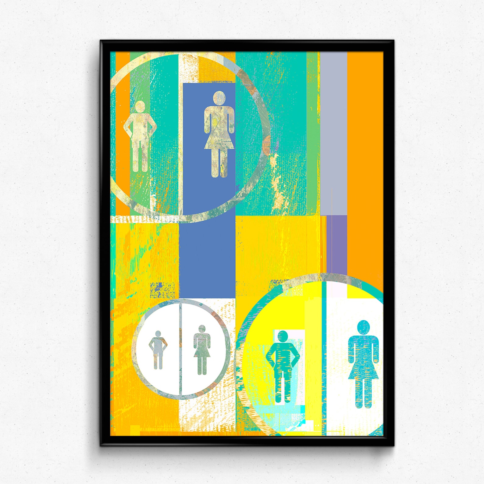 Gender Neutral Toilet Sign, Abstract Collage Wall Art Print, Male ...
