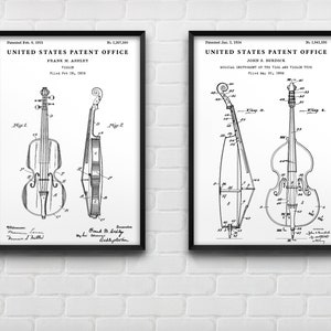 Violin & Cello Patent Posters, Fiddle Inventions Double Bass Blueprint ...