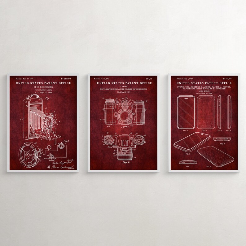 Photo Camera Evolution Patent Wall Art, Vintage Photography Cameras ...