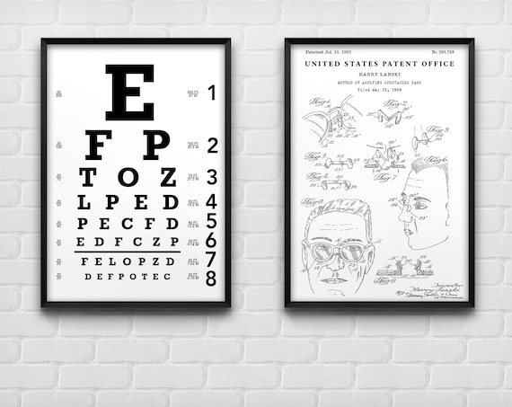 Eye Chart Poster & Optometry Patent Poster Optician Wall Art - Etsy
