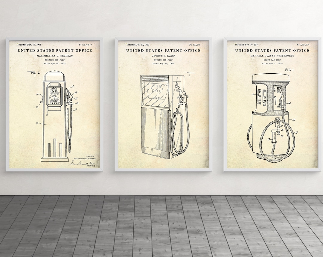 Gas Station Wall Art: Gas Pump Patent Posters, Petroleum Engineer Gift ...