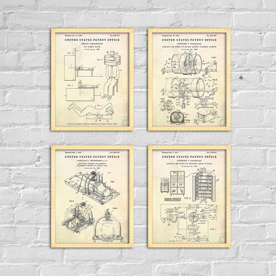 MRI Machine Patent Wall Art: Medical Research Inventions, Magnetic ...
