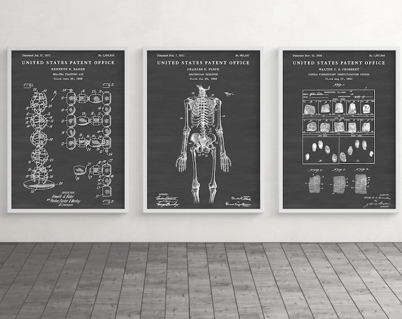 Forensic Science Decor: DNA Skeleton & Fingerprints Patent - Etsy
