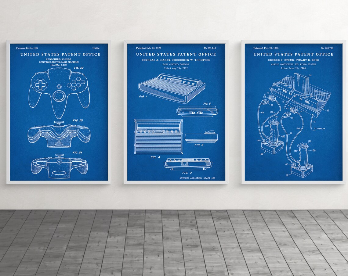 Video Game Wall Art: Console, Gamepad, Joystick Patent Art, Inventions ...