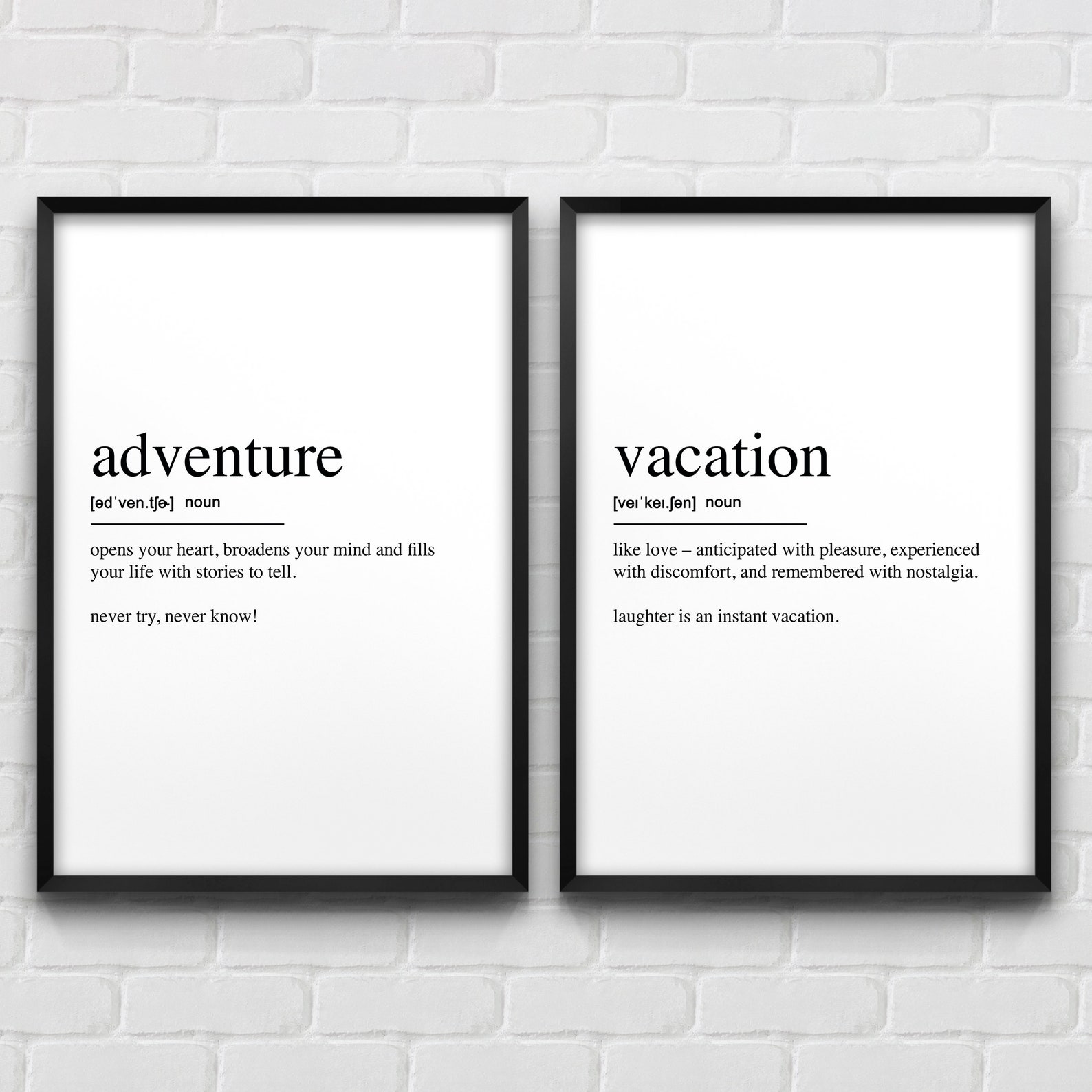 Adventure & Vacation Definition Wall Art, Inspirational Quotes Poster ...