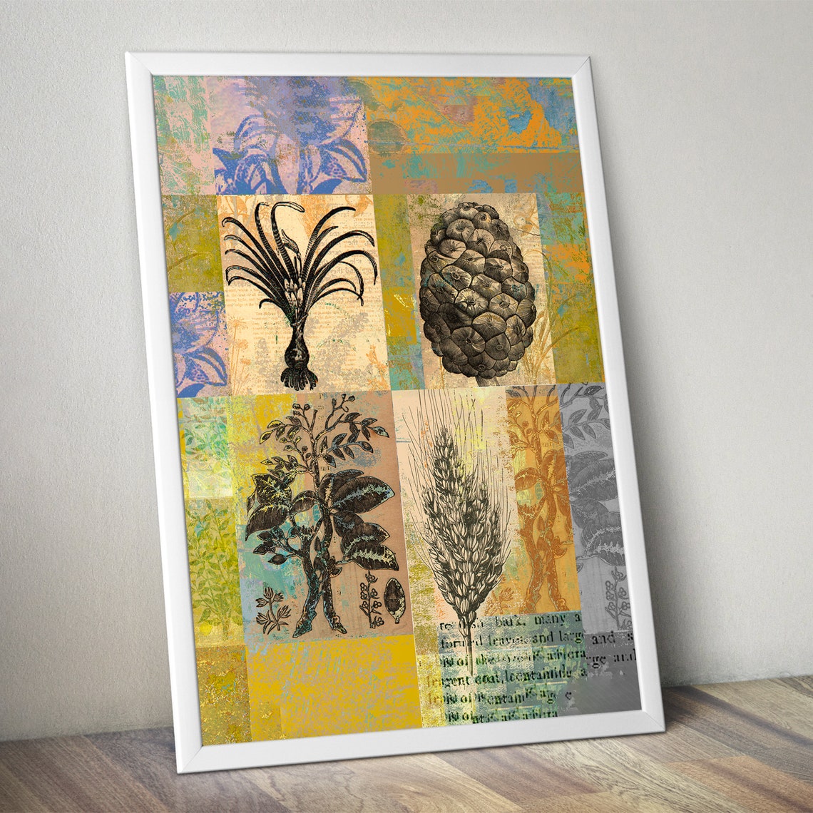 Botanical Wall Art, Neutral Poster, Nature Collage Sustainable Art Home ...