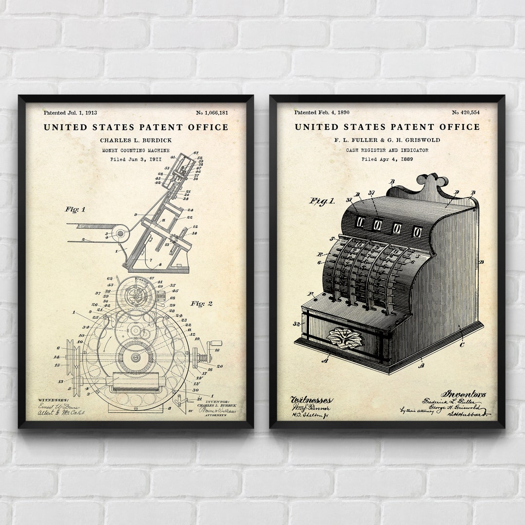 Cash Counting Machine & Cash Register Patent Posters, Retailer Gift ...