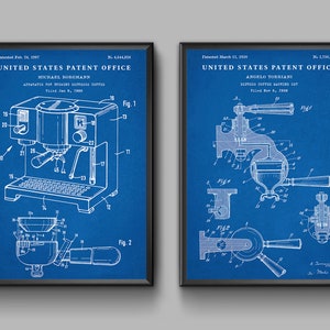 Coffee Wall Art, Espresso Machine Blueprint, Vintage Patent Poster ...