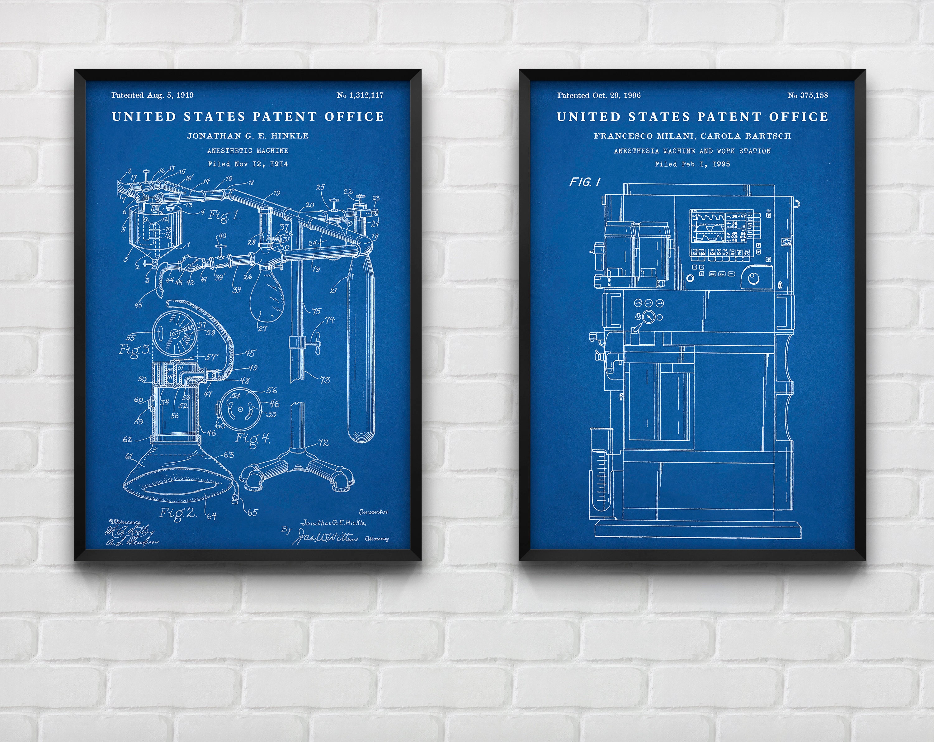 Anesthesia Machine Evolution Patent Wall Art, Anaesthetic Machine ...