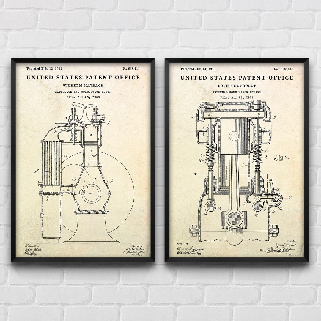 Internal Combustion Engine Patent Wall Art, Automotive, Garage Decor ...