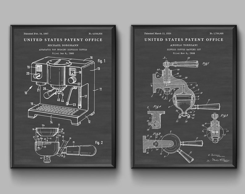 Coffee Wall Art Espresso Machine Blueprint Vintage Patent - Etsy