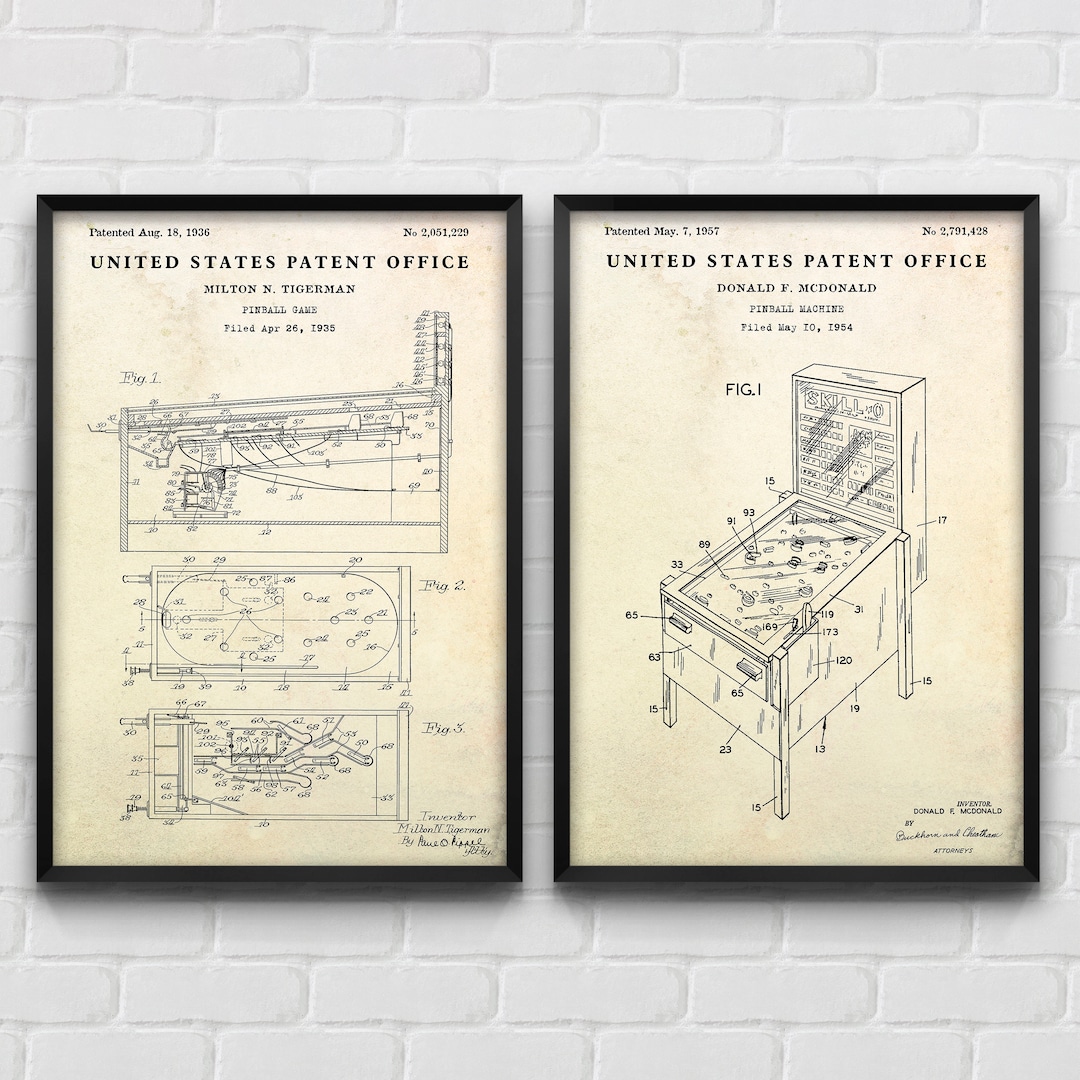 Pinball Wall Art, Pinball Machine Patent Art Prints, Invention ...