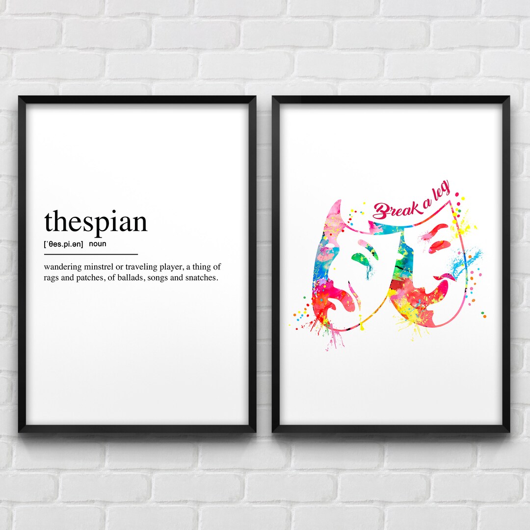 Thespian Definition Wall Art, Comedy Tragedy Masks, Theatrical Romantic ...