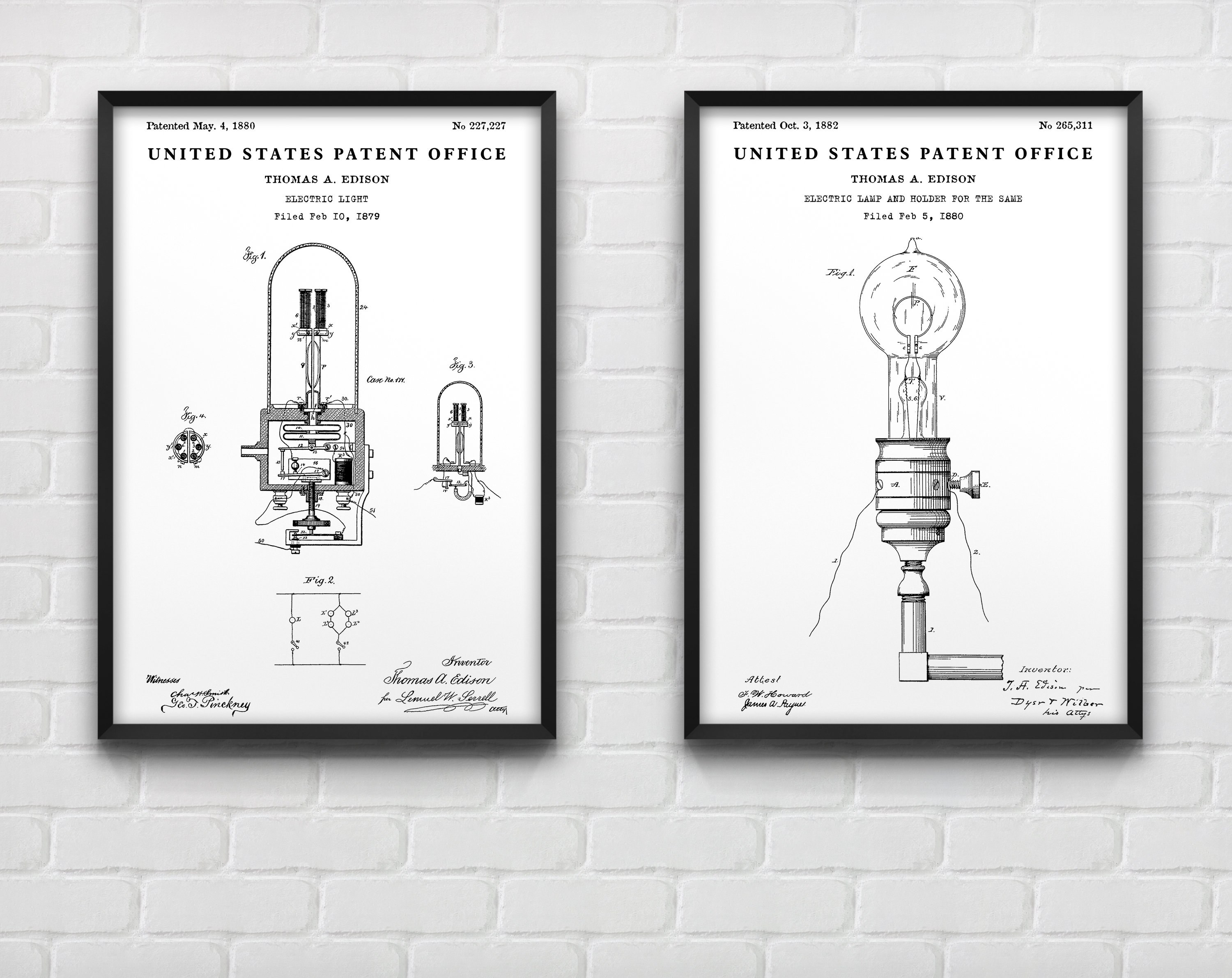 First Incandescent Light Bulb Patent Posters, Filament Lamp Inventions ...
