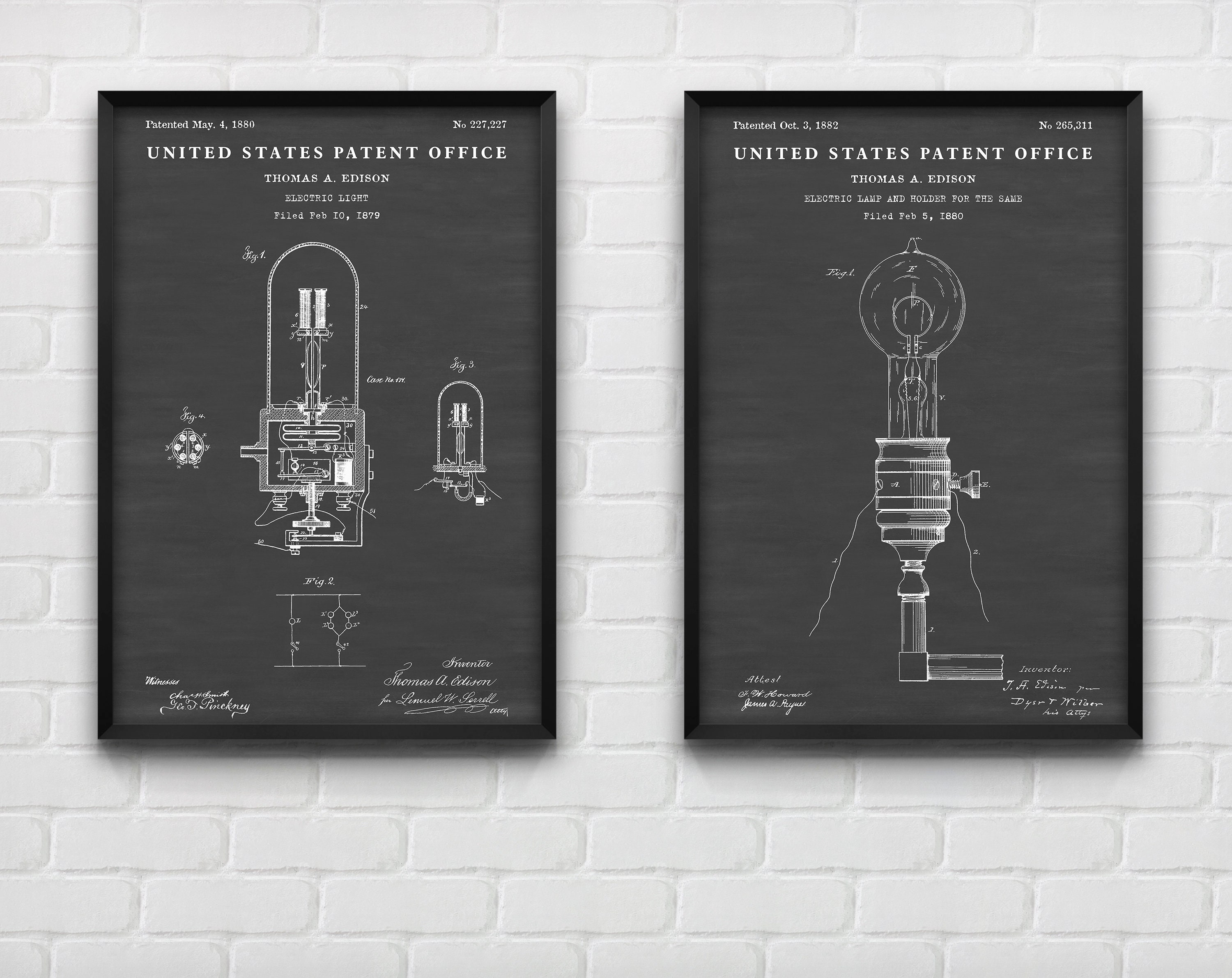 First Incandescent Light Bulb Patent Posters, Filament Lamp Inventions ...
