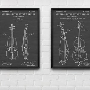 Violin & Cello Patent Posters, Fiddle Inventions Double Bass Blueprint ...