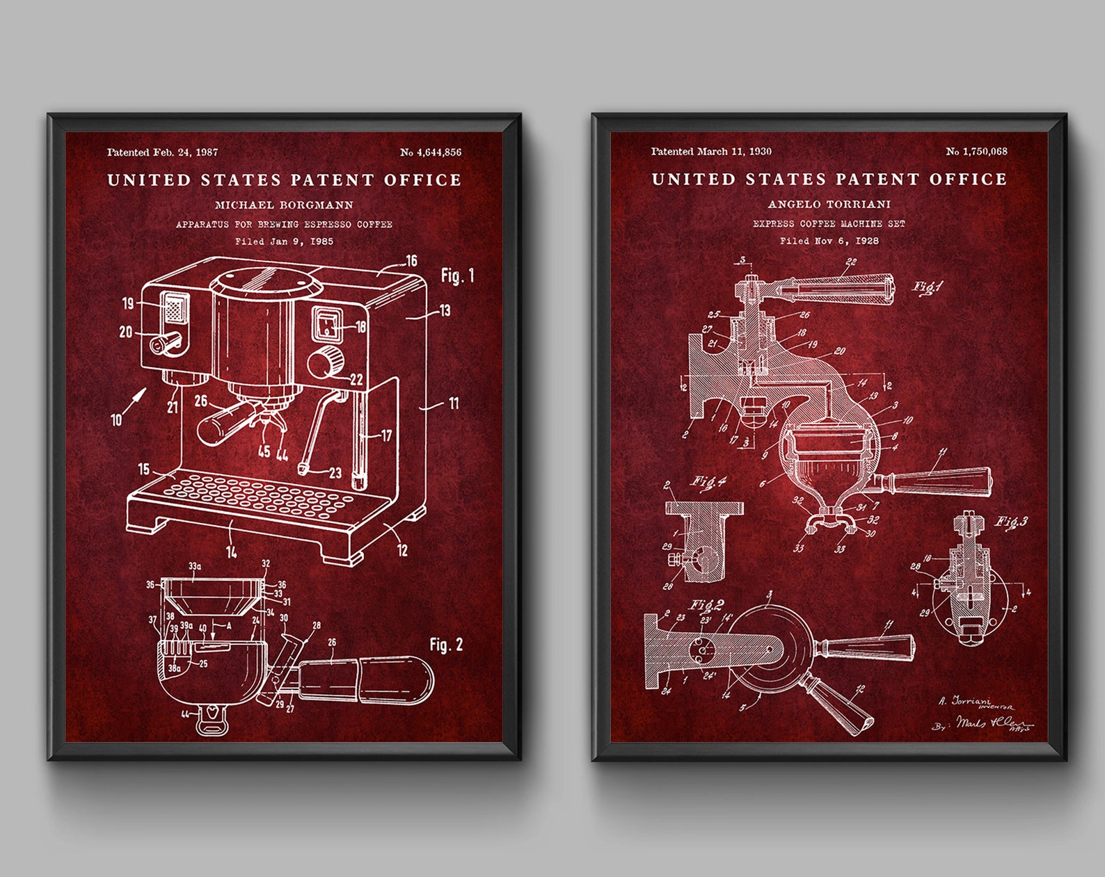 Coffee Wall Art, Espresso Machine Blueprint, Vintage Patent Poster ...