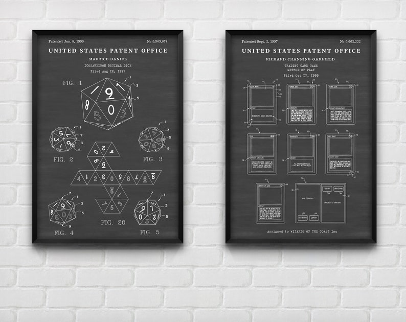 MTG Wall Art: 20 Sided Dice & Trading Card Game Patent Posters, Magic ...