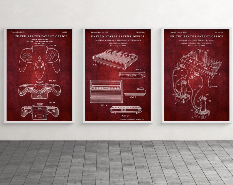 Video Game Wall Art: Console, Gamepad, Joystick Patent Art, Inventions ...