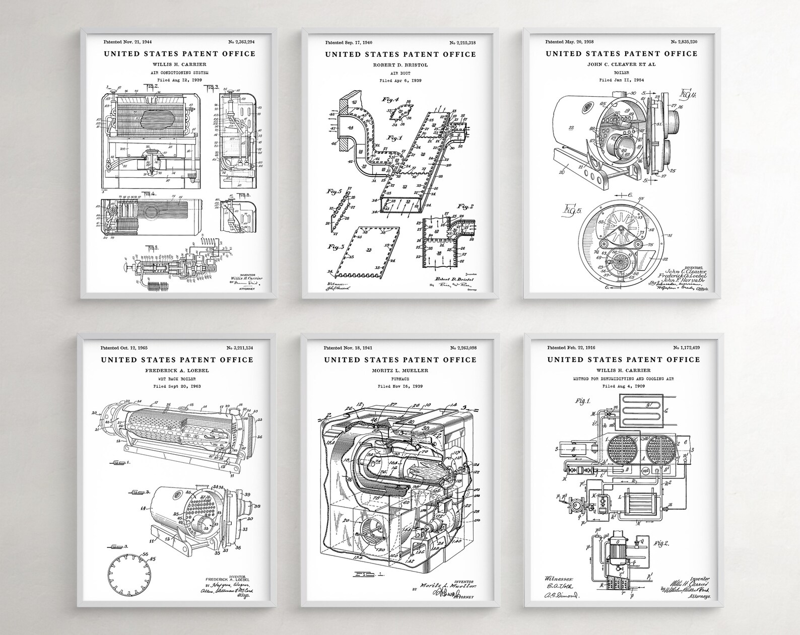 Air Conditioning, Boiler, HVAC Patent Wall Art, Heating and Cooling ...