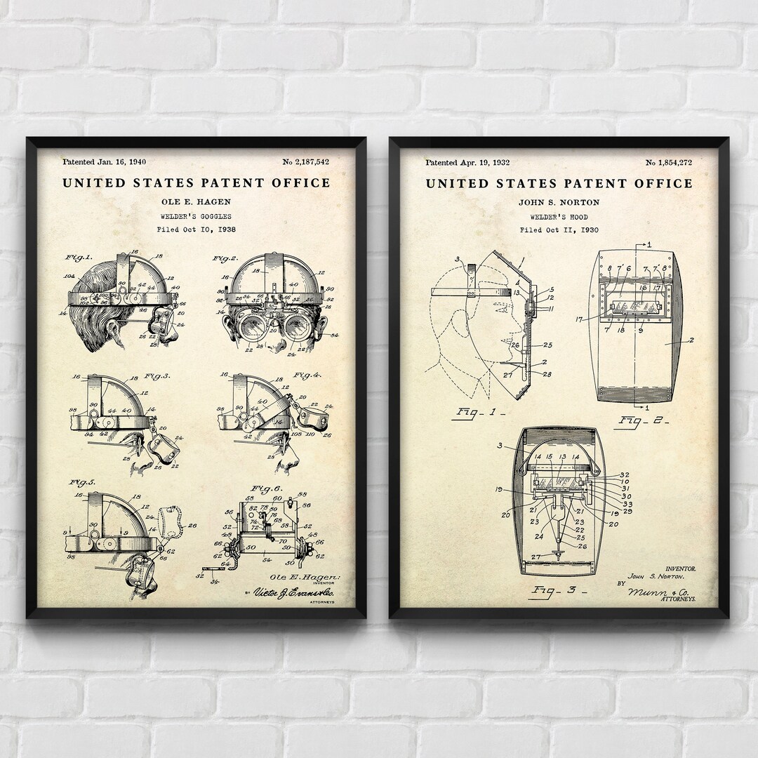 Welding Hood & Welding Goggles Patent Posters, Inventions Blueprint ...