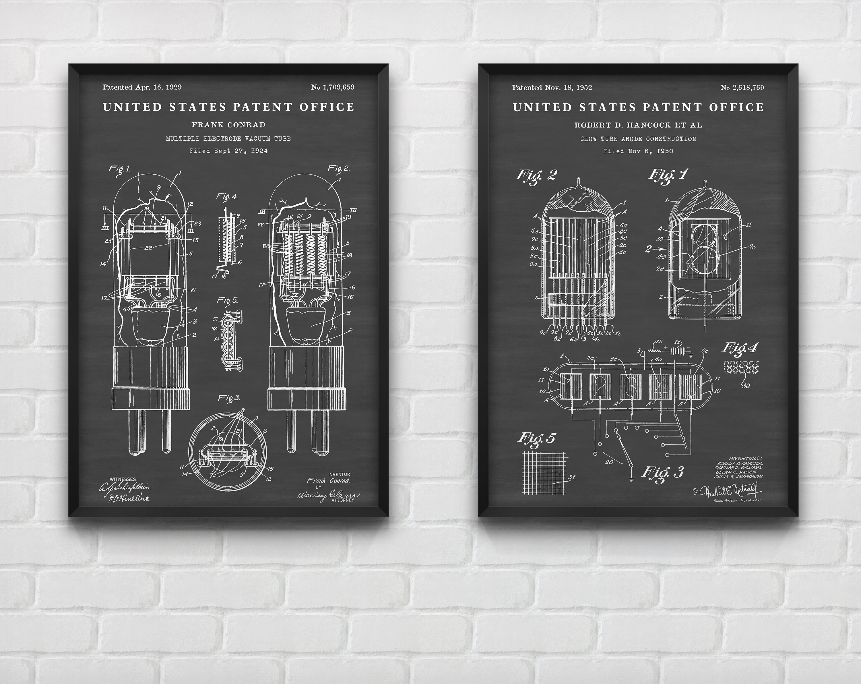 Nixie Tube & Vacuum Tube Patent Posters, Inventions Blueprint ...