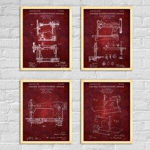 Sewing Machine Evolution Patent Wall Art, Inventions Blueprint Poster ...