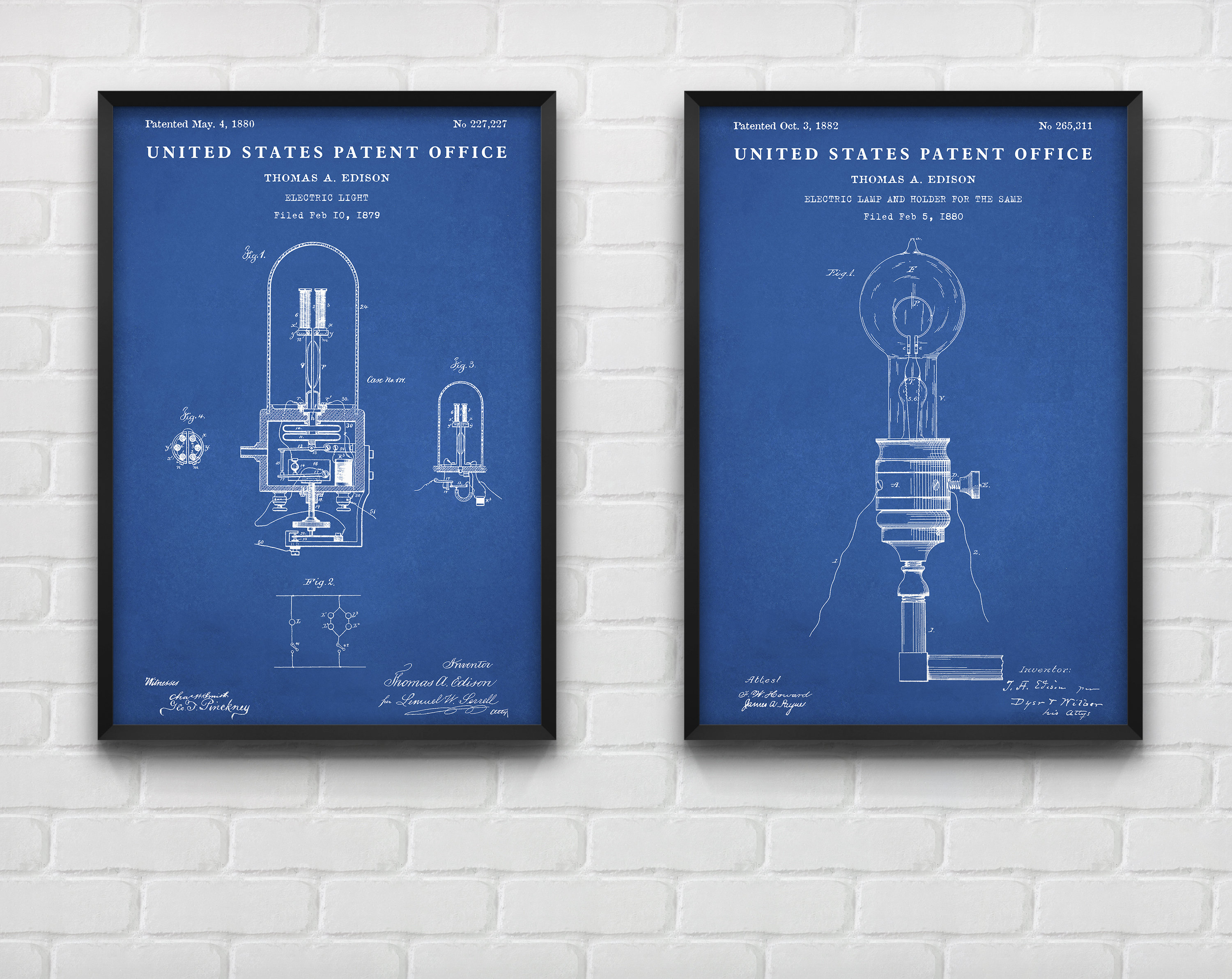 First Incandescent Light Bulb Patent Posters, Filament Lamp Inventions ...