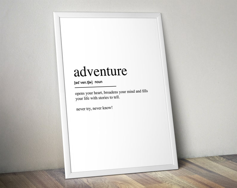 Adventure & Vacation Definition Wall Art, Inspirational Quotes Poster ...