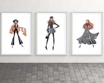 Fashion Wall Art, Woman Model Illustration, Fashion Illustration, Girl ...