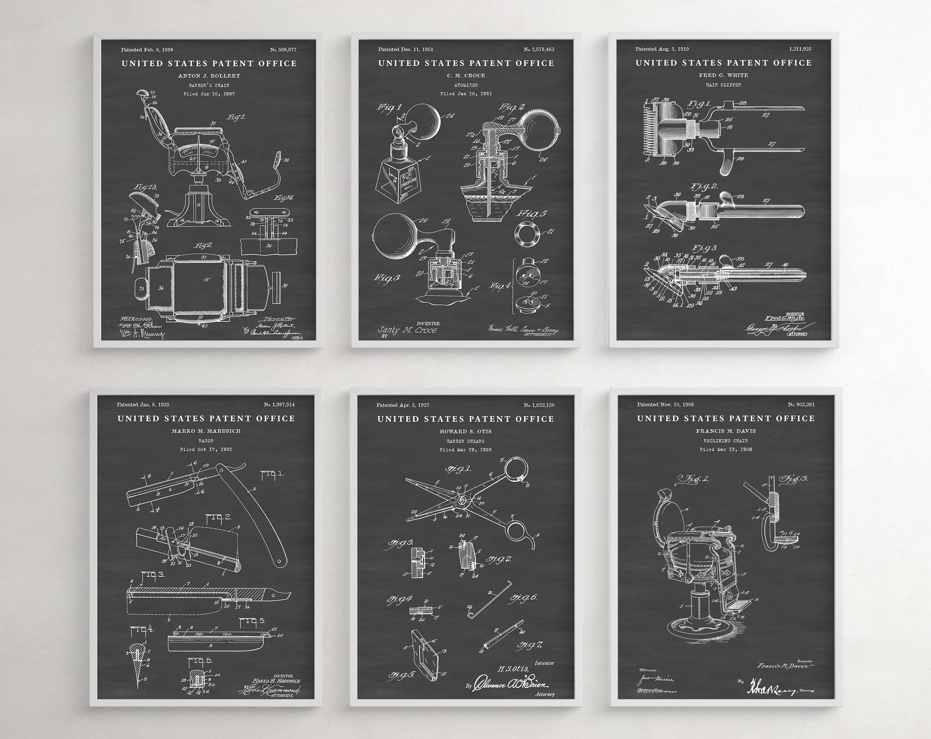 Hairdressing Inventions, Barber Patent Wall Art, Blueprint Poster ...