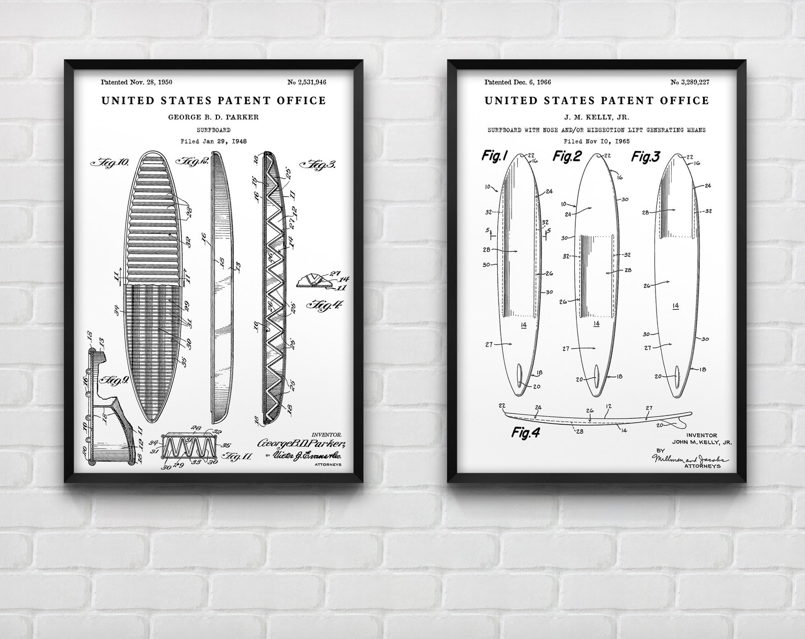 Surfing Wall Art: Surfboard Patent Posters, Surfer Gift, Nautical Decor ...