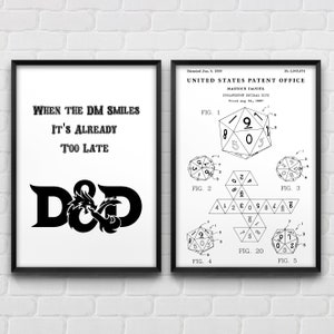 When the DM Smiles It's Already Too Late, Dnd Dice Patent Poster ...